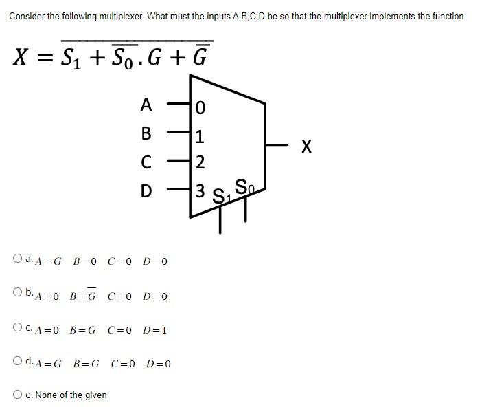 Solved Consider the following multiplexer. What must the | Chegg.com