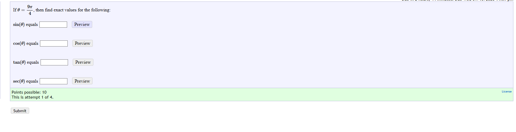 Solved then find exact values for the following: sin(0) | Chegg.com