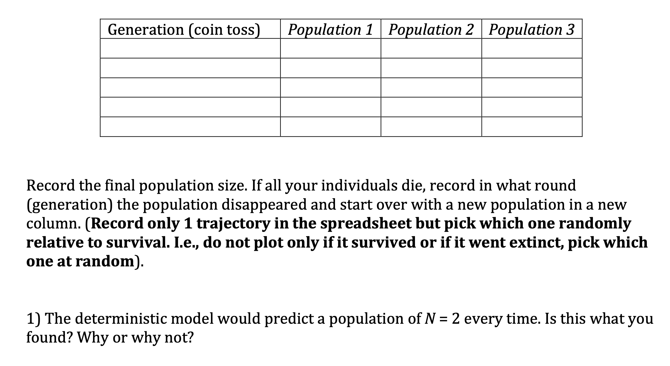 Solved A simple population viability exercise: A model and | Chegg.com