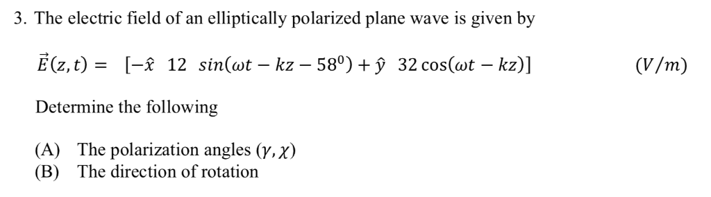 Solved 3. The electric field of an elliptically polarized | Chegg.com