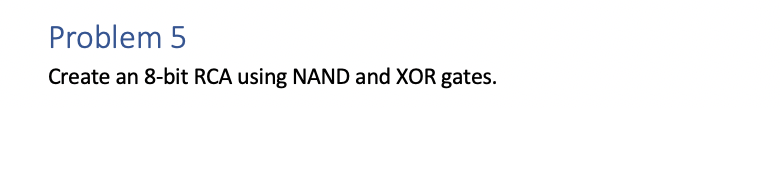 Solved Problem 5 Create an 8-bit RCA using NAND and XOR | Chegg.com