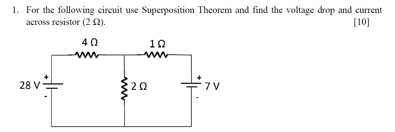 Solved 1. For the following circuit use Superposition | Chegg.com