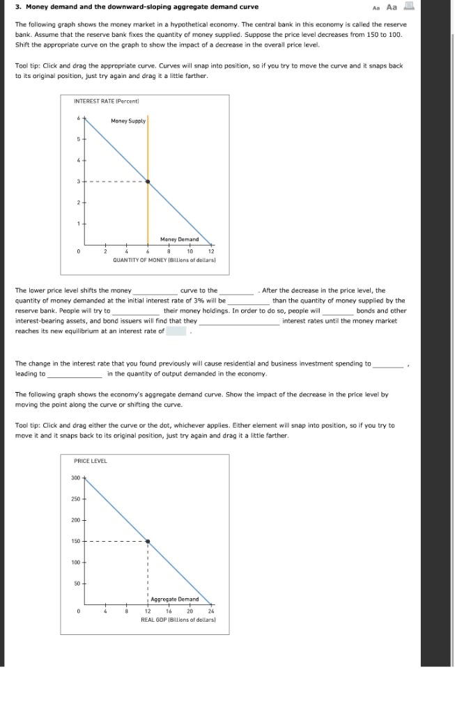 Solved Aa Aa 3. Money demand and the downward-sloping | Chegg.com
