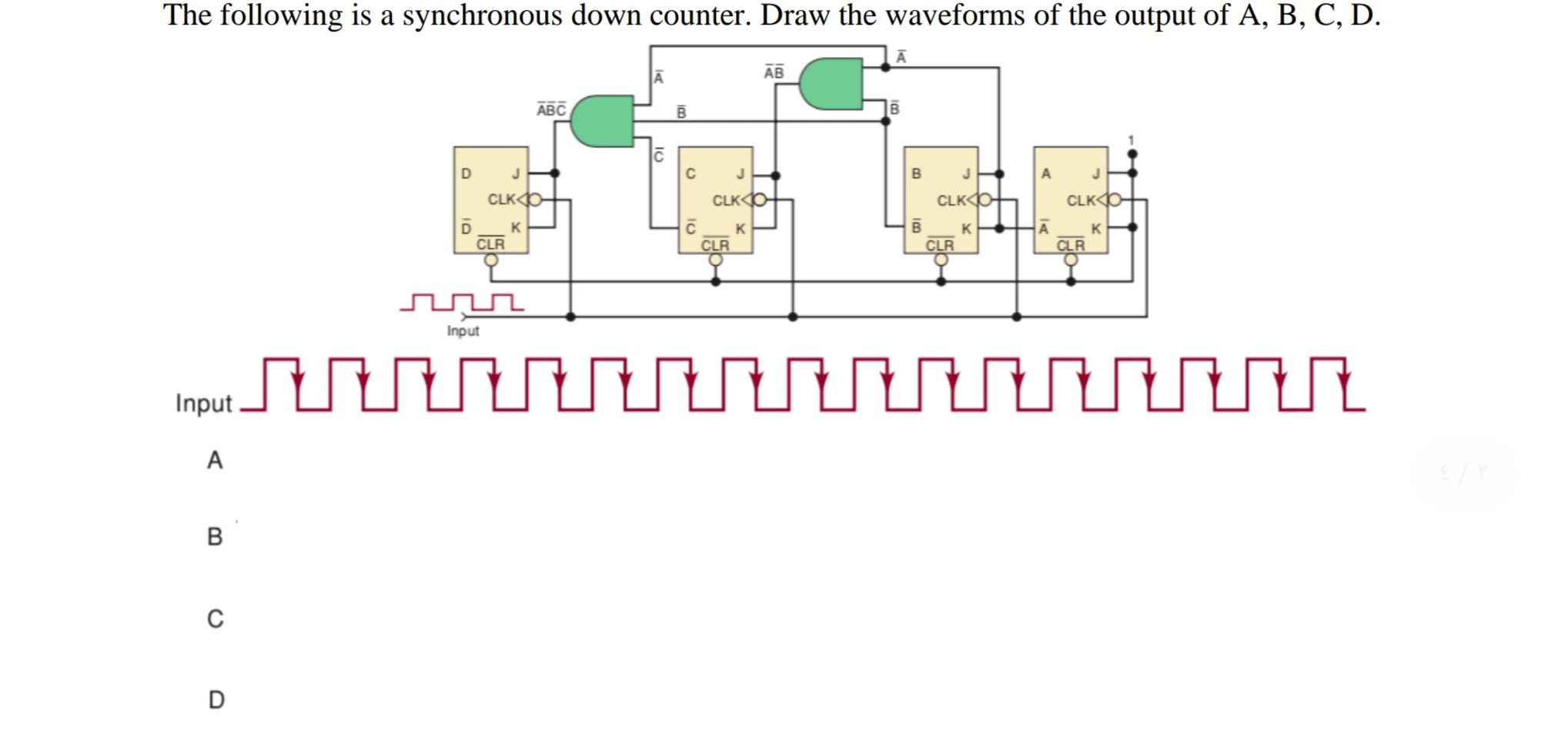 Solved The Following is a synchronous down counter Draw the | Chegg.com