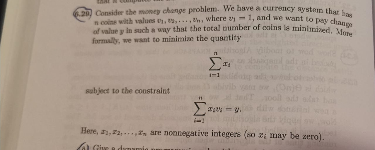Solved 6.29, Consider the money change problem. We have a | Chegg.com