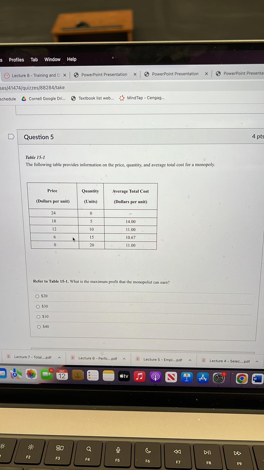 Solved Table 15-1 The following table provides information | Chegg.com