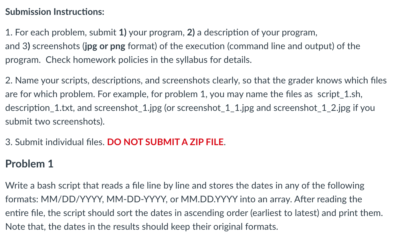 Solved Submission Instructions: 1. For each problem, submit | Chegg.com