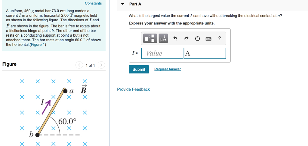 Solved Constants Part A A uniform, 460 g metal bar 73.0 cm | Chegg.com