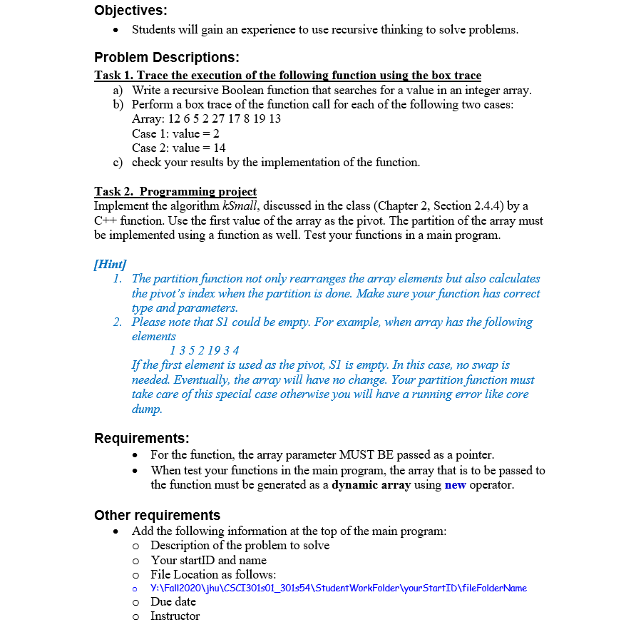 Solved Objectives: • Students will gain an experience to use | Chegg.com