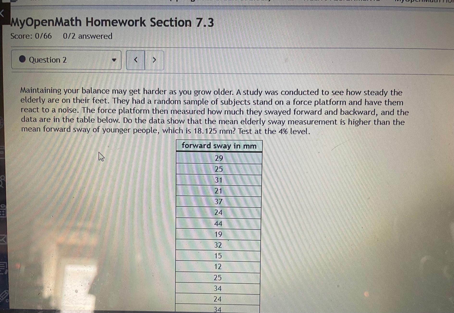 MyOpenMath Homework Section 7.3 Score: 0/660/2 | Chegg.com