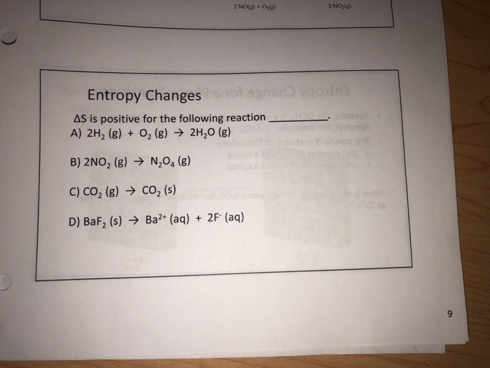 Solved Entropy Changes AS is positive for the following | Chegg.com