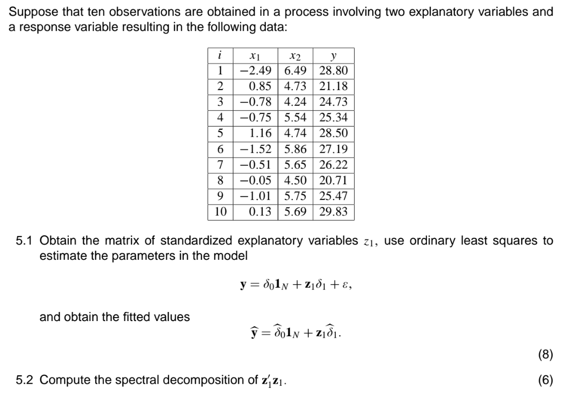 Suppose that ten observations are obtained in a | Chegg.com