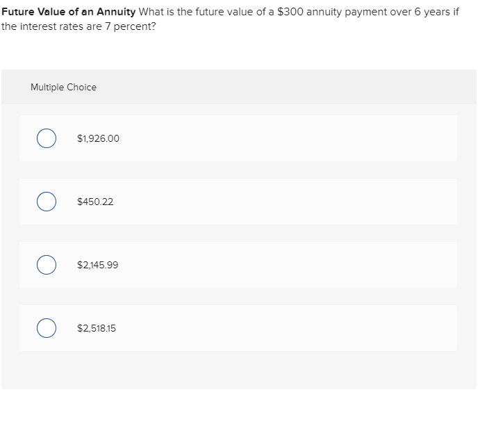 Solved Future Value of an Annuity What is the future value | Chegg.com