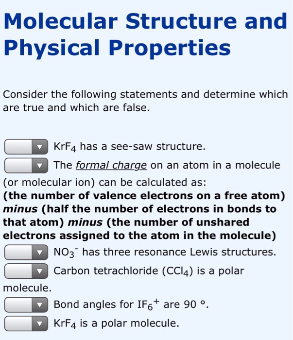 Molecular Structure and Physical Properties Consider | Chegg.com