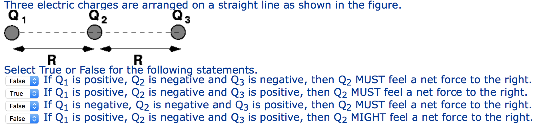 Solved Three electric charges are arranged on a straight | Chegg.com