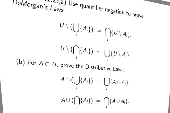Solved 1.2! a) Use quantifier negation to prove DeMorgan's | Chegg.com