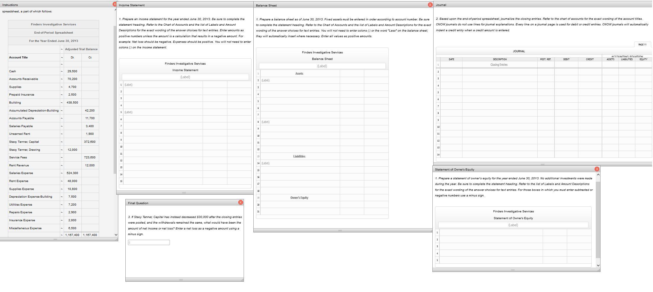 Solved Instructions X Income Statement Balance Sheet Journal | Chegg.com