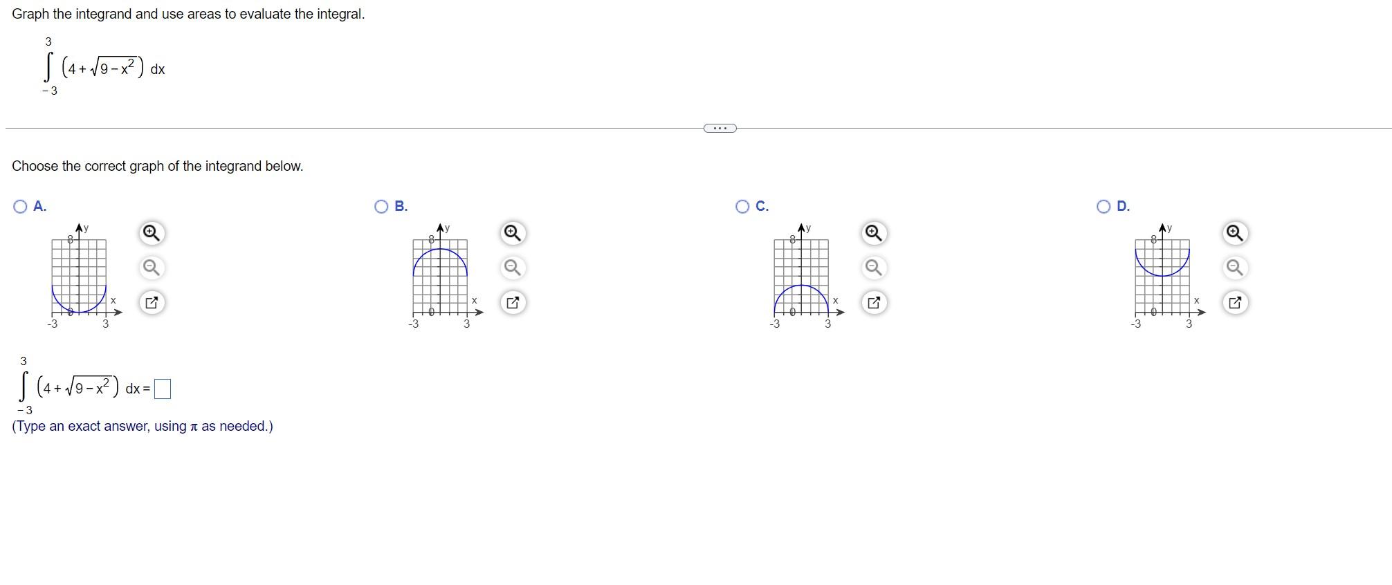 Solved Graph the integrand and use areas to evaluate the | Chegg.com