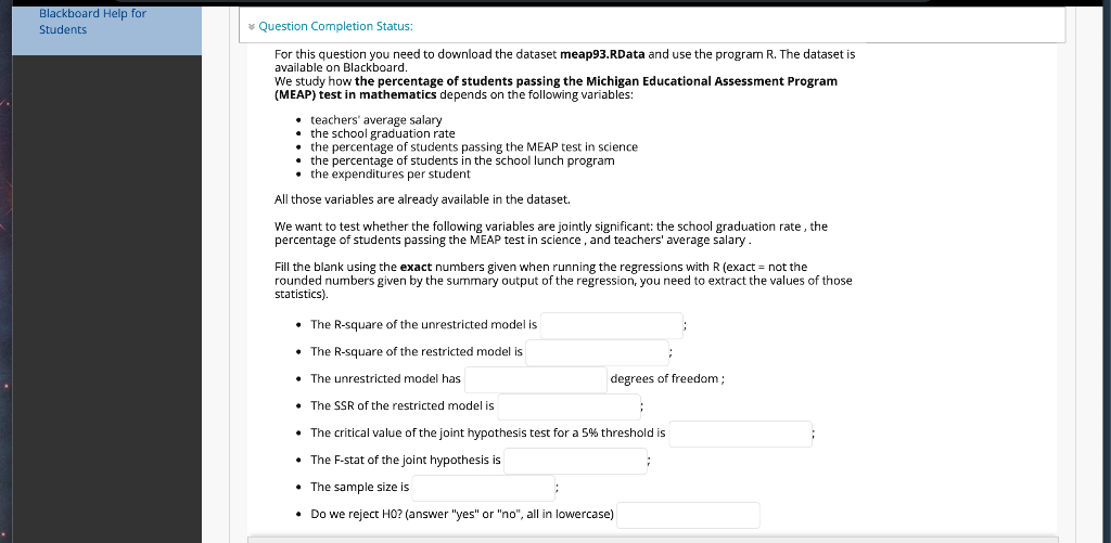 Blackboard Help for Students Question Completion | Chegg.com