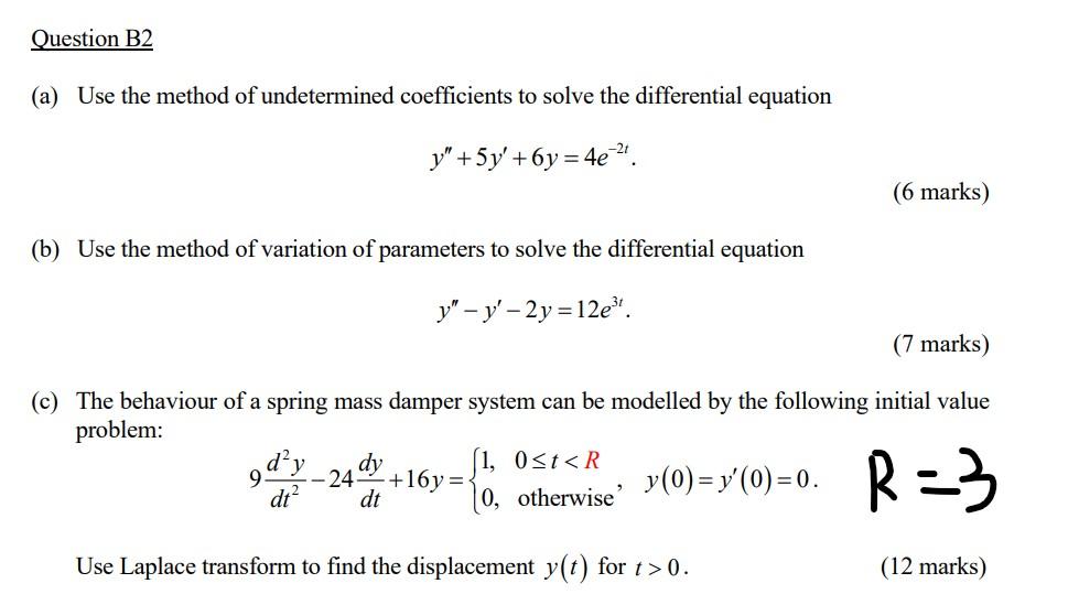 Solved Question B2 (a) Use the method of undetermined | Chegg.com