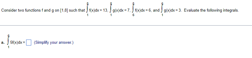 Solved Consider two functions f and g on [1,8] such that | Chegg.com