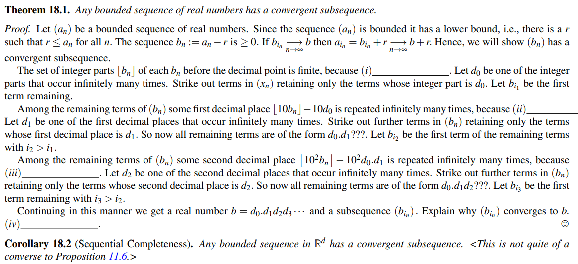 Solved n100 Theorem 18.1. Any bounded sequence of real | Chegg.com