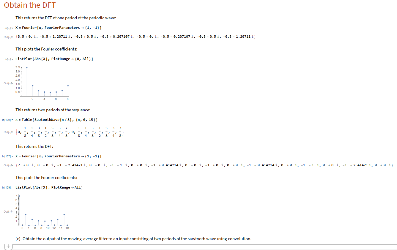 Obtain the DFT This returns the DFT of one period of | Chegg.com