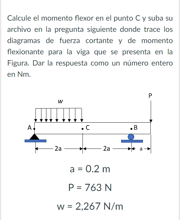 Solved Calcule el momento flexor en el punto C y suba su | Chegg.com