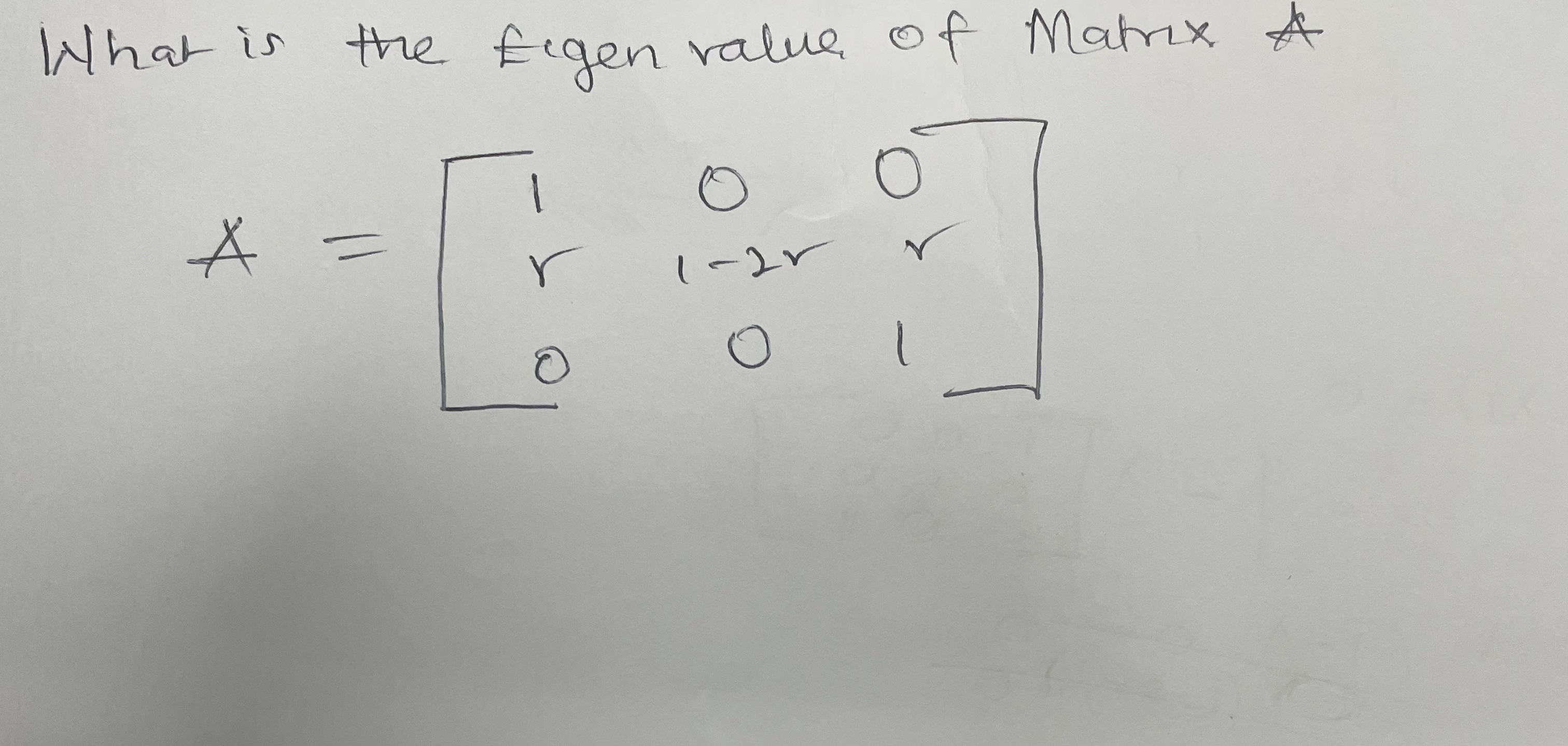 Solved What is the figen value of Matrix \& | Chegg.com