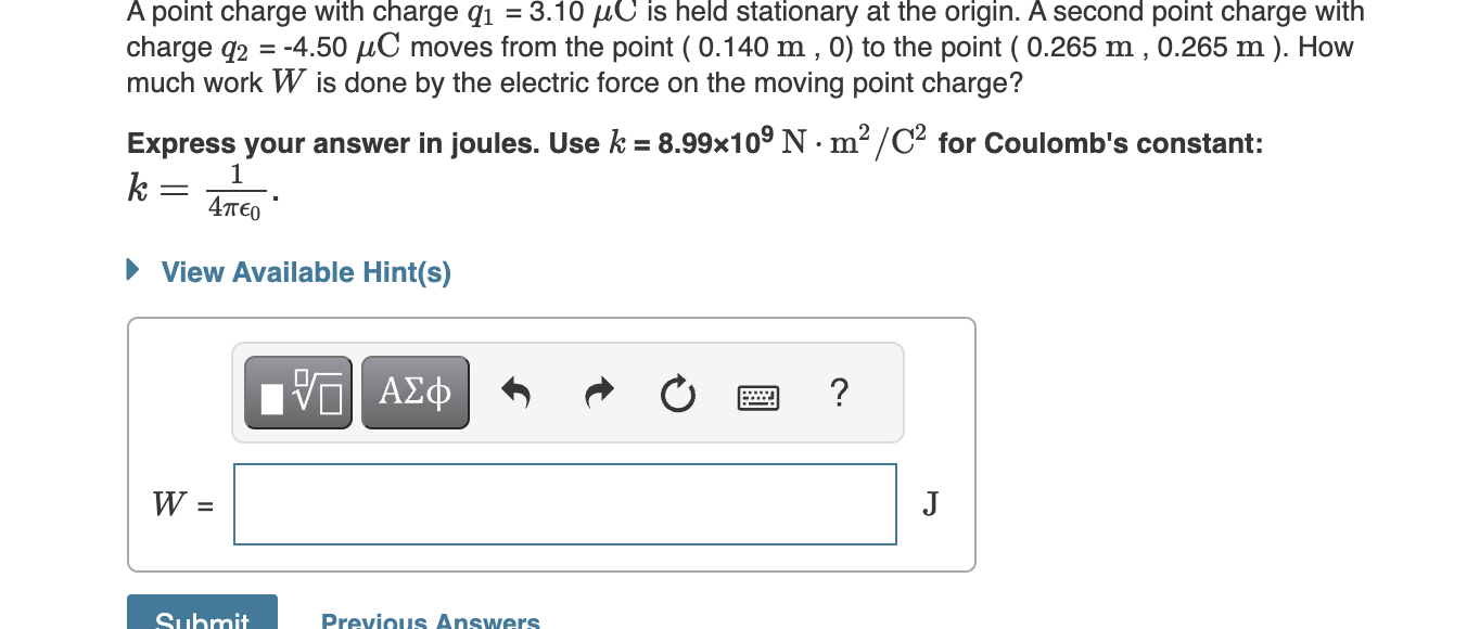 Solved A point charge with charge q1=3.10μC is held | Chegg.com