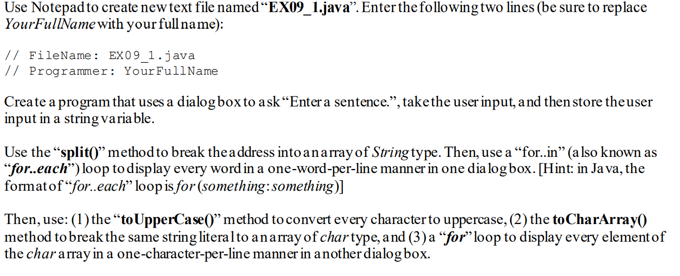 Solved Use Notepad To Create New Text File Named Chegg