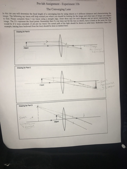 Pre-lab Assignment - Experiment 33b The Converging | Chegg.com