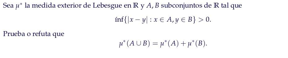 Solved Let mu* the outer Lebesgue measure in R and A,B | Chegg.com