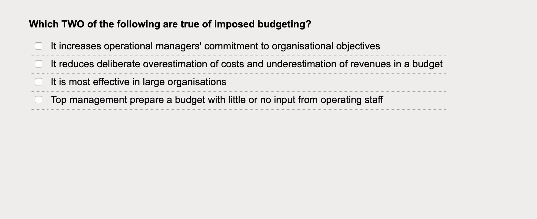 Solved Which TWO of the following are true of imposed | Chegg.com