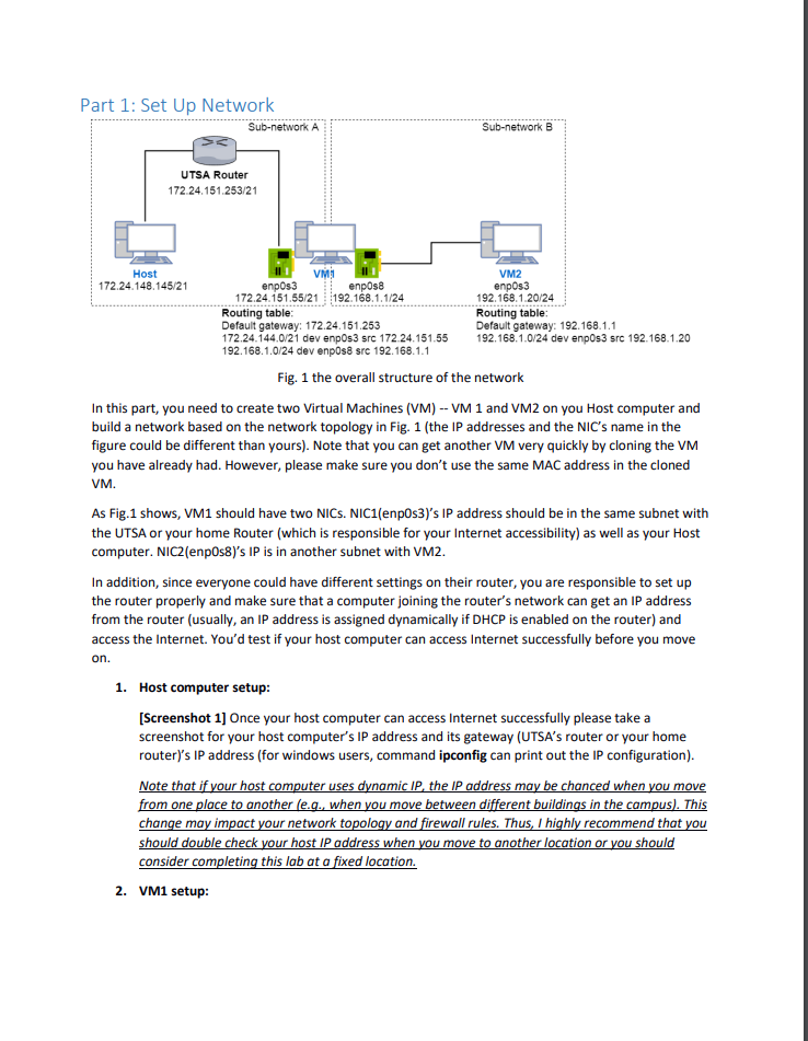 Solved 1) VM1 in this network topology plays a role as | Chegg.com