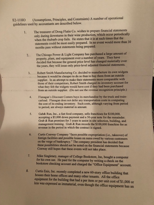 Solved E2-I1HO (Assumptions, Principles, and Constraints) A | Chegg.com