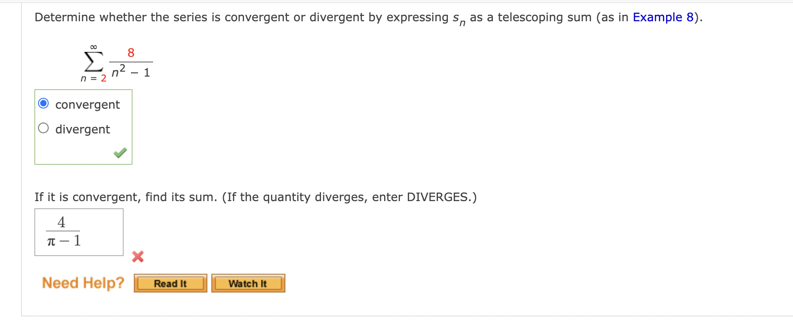 Solved ∑n=2∞n2−18 convergent divergent If it is convergent, | Chegg.com