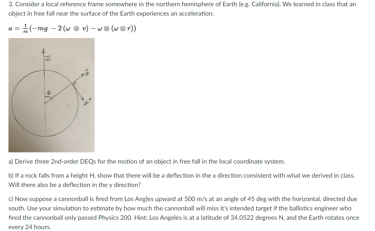 Solved 3. Consider a local reference frame somewhere in the | Chegg.com