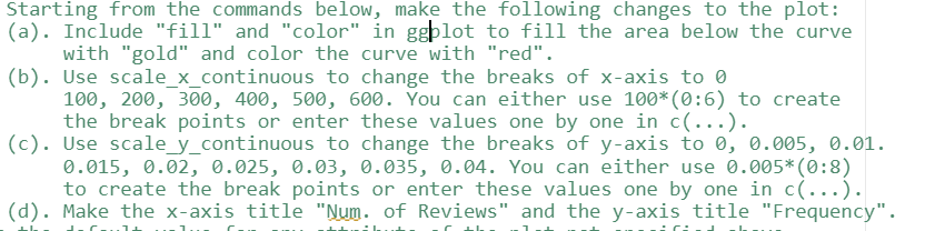 Solved Starting from the commands below, make the following | Chegg.com