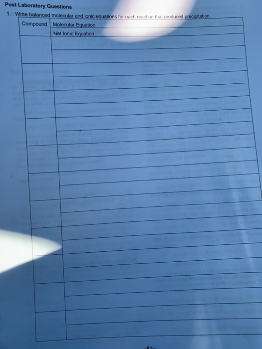 Solved Write balanced molecular and ionic equations for each | Chegg.com