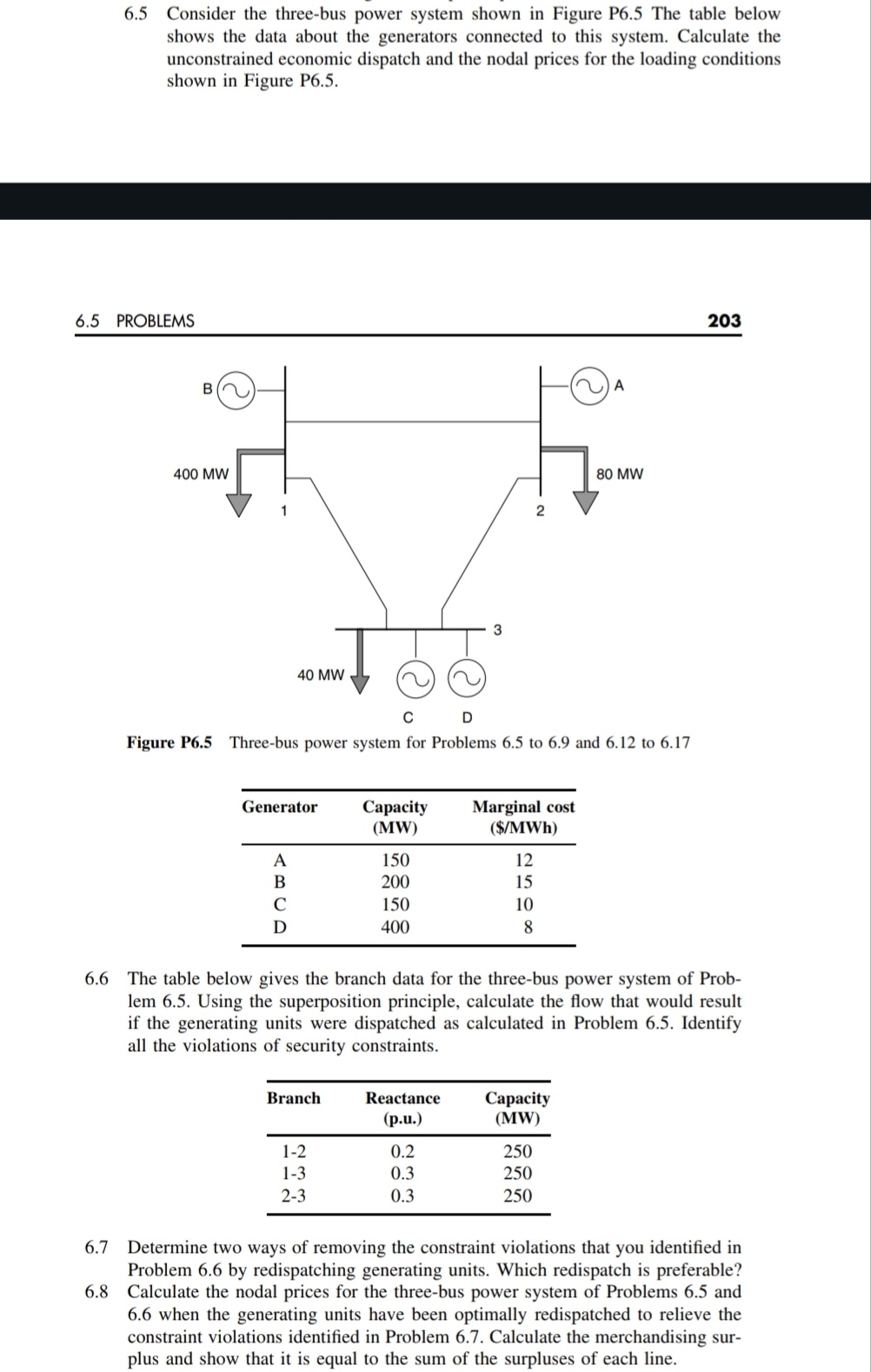 Solved 6.5 Consider the three-bus power system shown in | Chegg.com