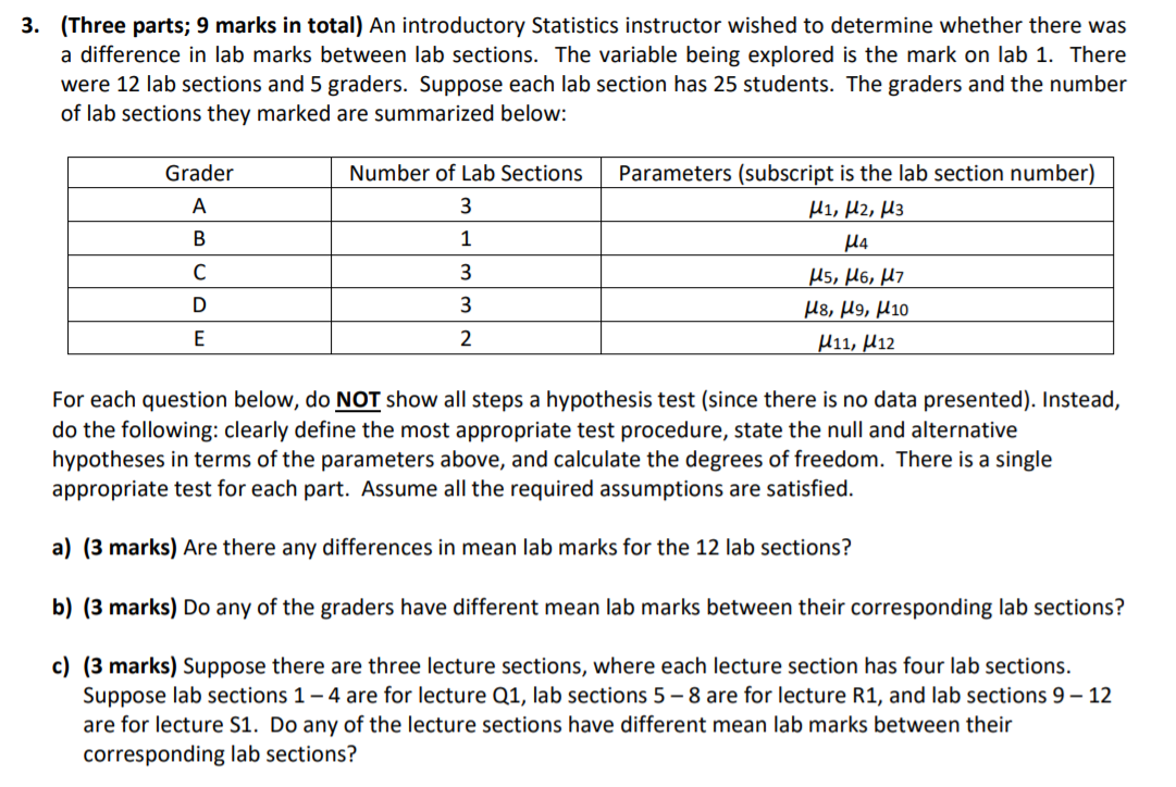 Solved 3. (Three parts; 9 marks in total) An introductory | Chegg.com