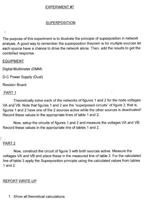 Solved SUPERPOSITION The purpose of this experiment is to | Chegg.com