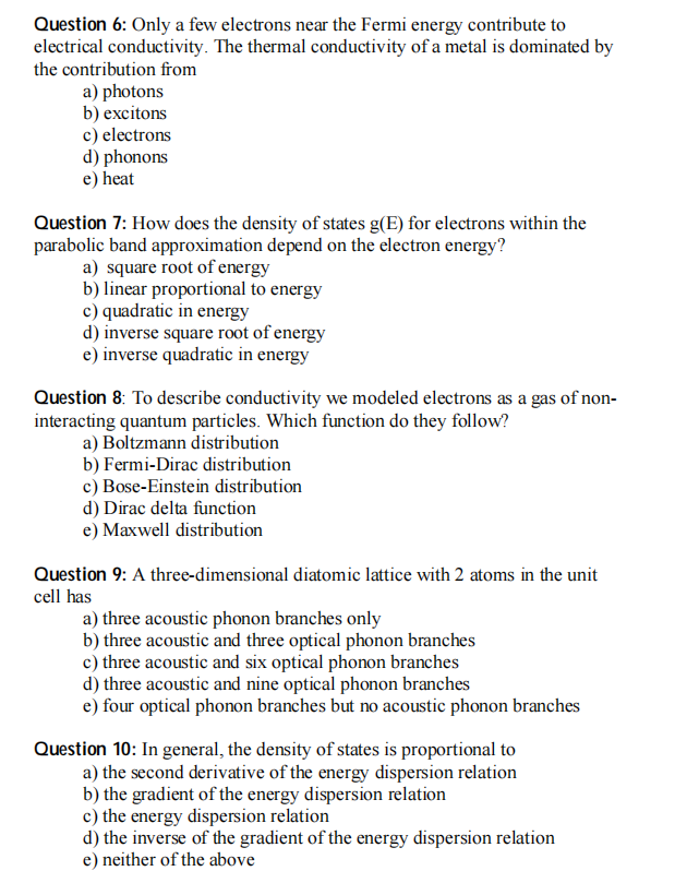 Solved 10 Multiple Choice questions Question 1: Solid state | Chegg.com