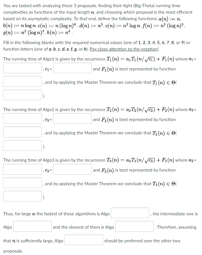 Solved Three algorithms Algo1, Algo2, and Algo3, have been | Chegg.com