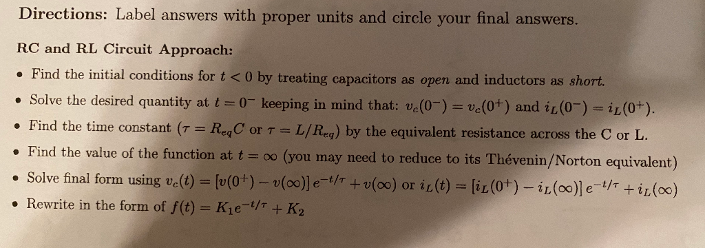 Solved Directions: Label answers with proper units and | Chegg.com