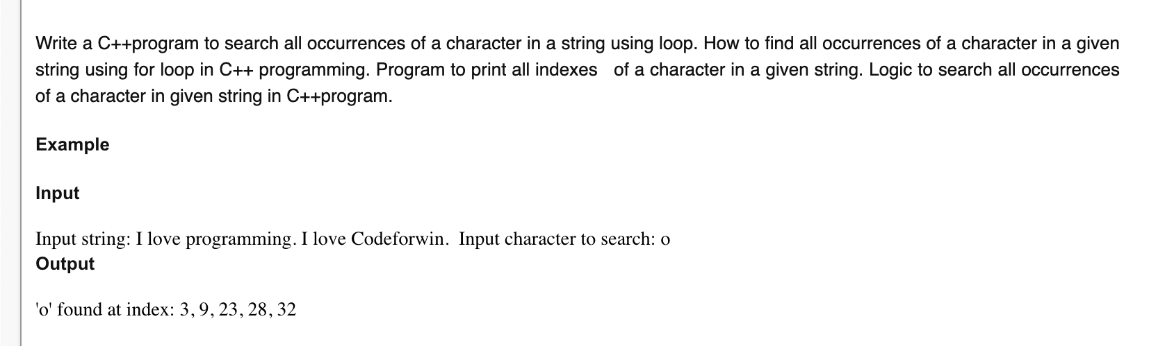 Solved Write A Cprogram To Search All Occurrences Of A 