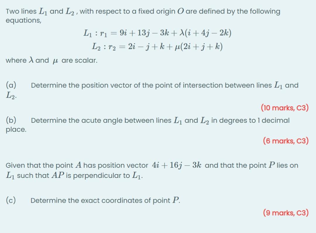 Solved Two lines L1 and L2 , with respect to a fixed origin | Chegg.com