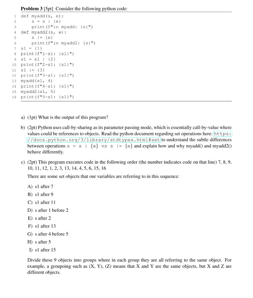 Solved 2 3 4 6 7 Problem 3 5pt Consider The Following 6176
