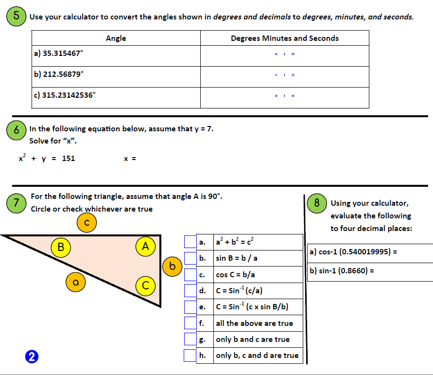 Solved 5 Use your calculator to convert the angles shown in | Chegg.com